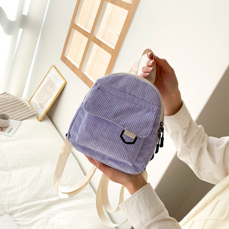 Bmomo Small Cute Korean Purple Mini Backpack for Woman Makeup Bag Strip ...