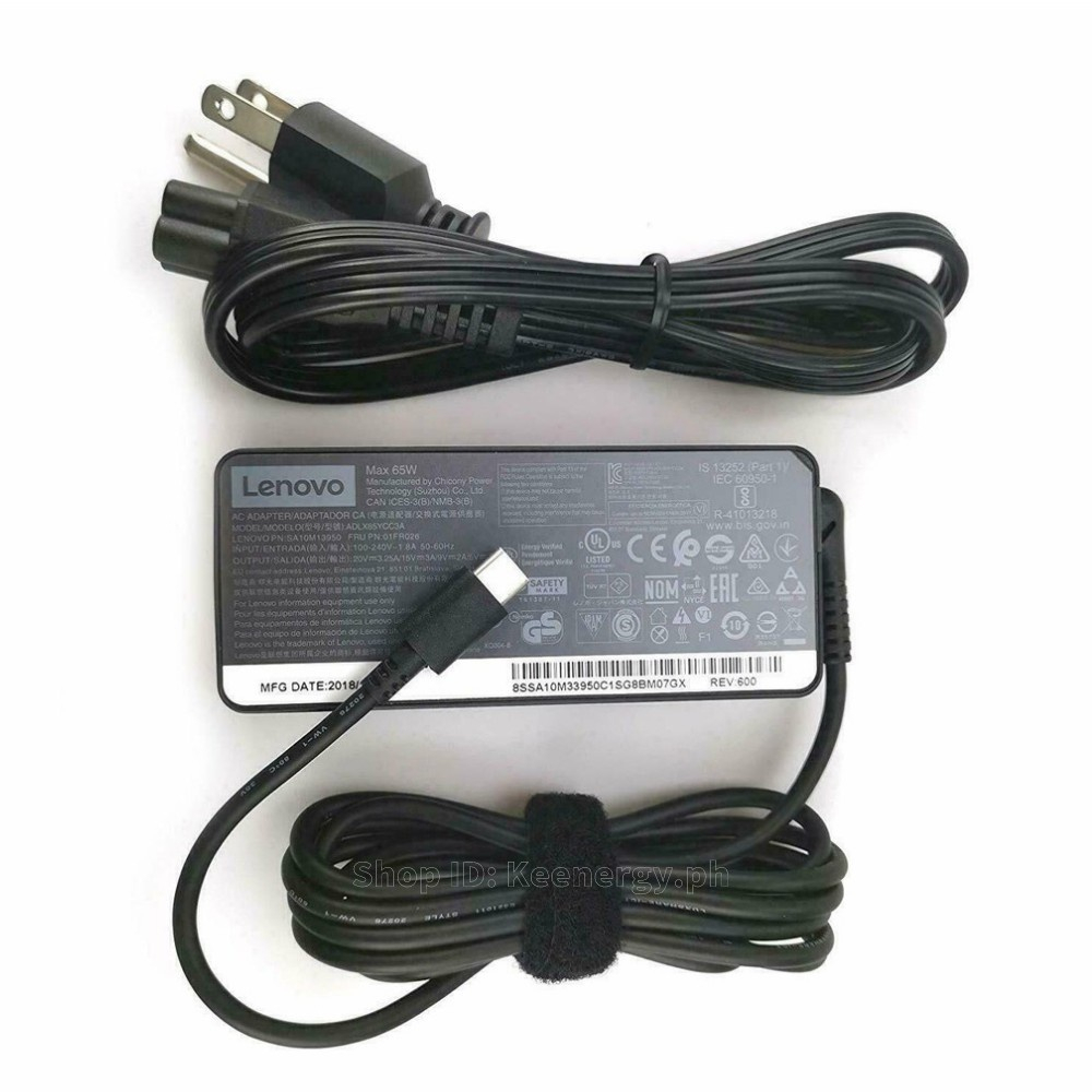 NEW 20V 3.25A 65W USB Type C AC Adapter Power Charger For Lenovo ...