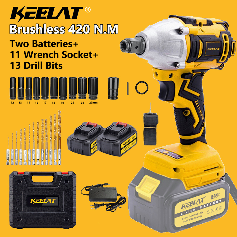KEELAT Combo Set 4 IN 1 Cordless Drill Angle Grinder Impact Wrench ...