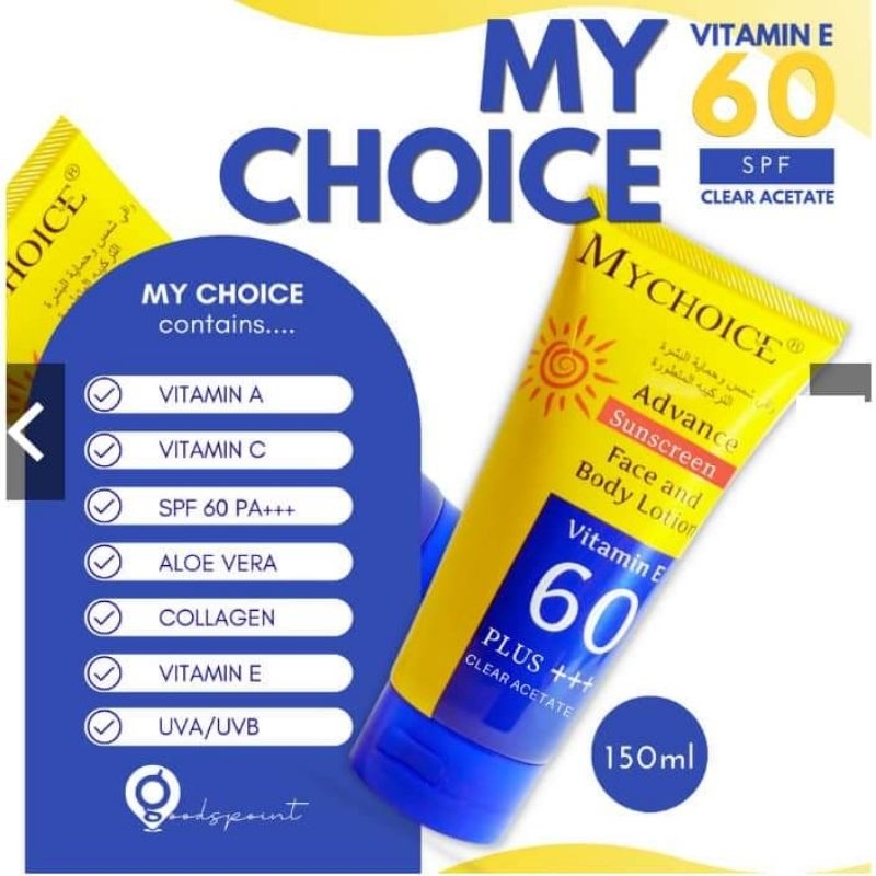 MY CHOICE BODY SUNSCREEN SPF60/ VASELINE HEALTHY BRIGHT DAILY SUN REFRESHING SERUM 5D SPF50 ...