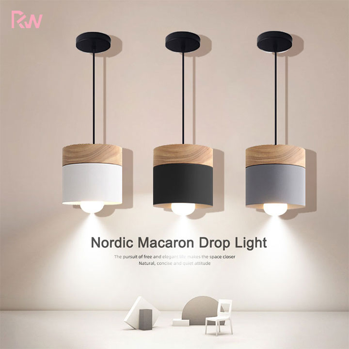 Drop Light Nordic Solid Wood Modern Macaron Pendant Lights for Dining ...
