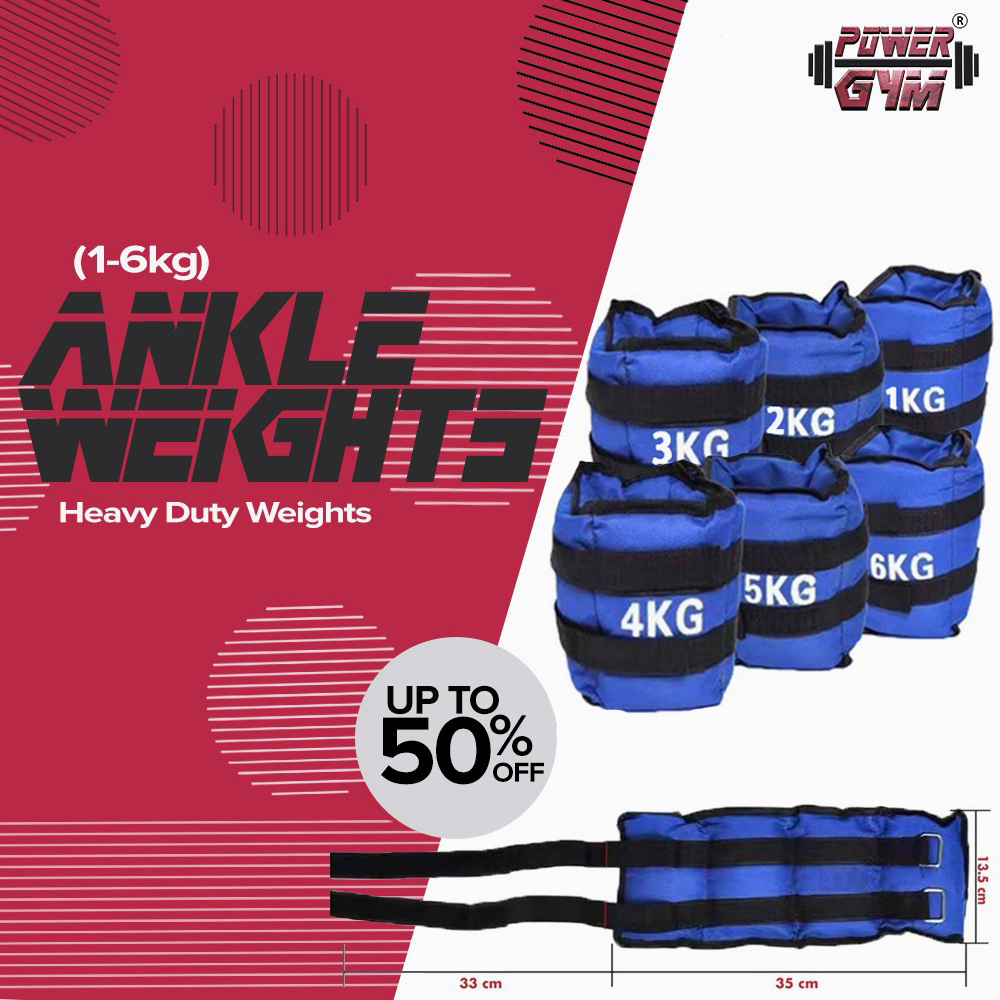 POWERGYM Pair Of Ankle Wrist Weights (Velcro Locks) Wearable Sand Bag ...