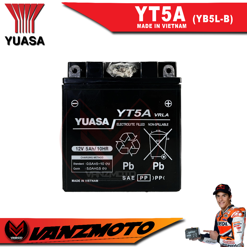 Yuasa YT5A (YB5L-B) Maintenance Free Motorcycle Battery (Vietnam) best ...