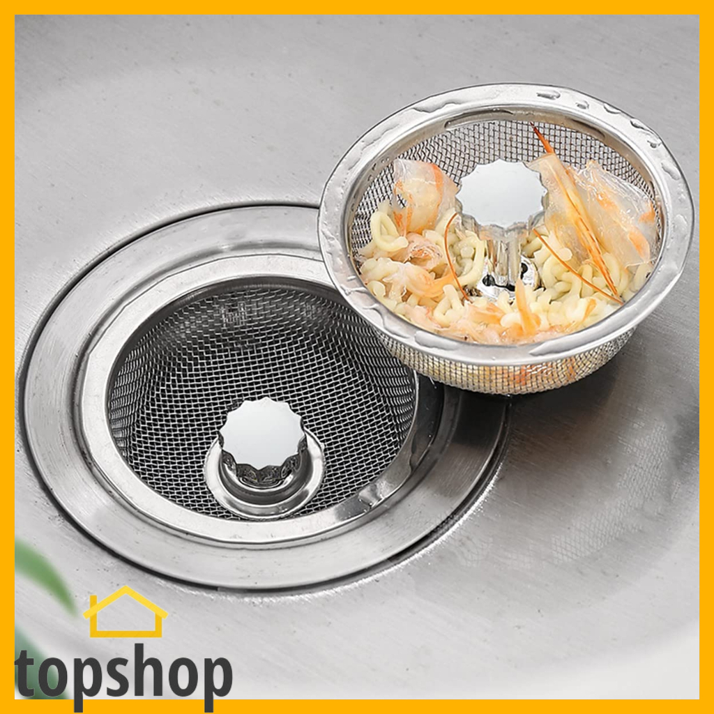 TOPSHOP Kitchen Sink Strainer with Handle Stopper Plug Drain Basket ...