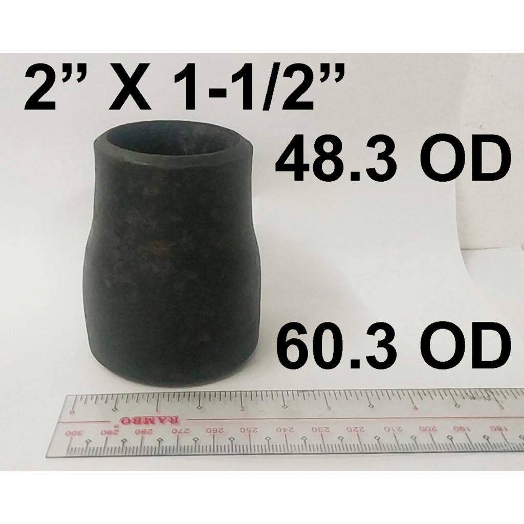 BI CONCENTRIC REDUCER 2" X 1-1/2" SCH40 BUTTWELD WELDING BLACK IRON ...