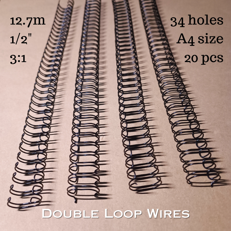 Double Loop Wires For Binding Notebooks A4 Size Pitch 31 34 Holes 127mm Or 12inch 20pieces 