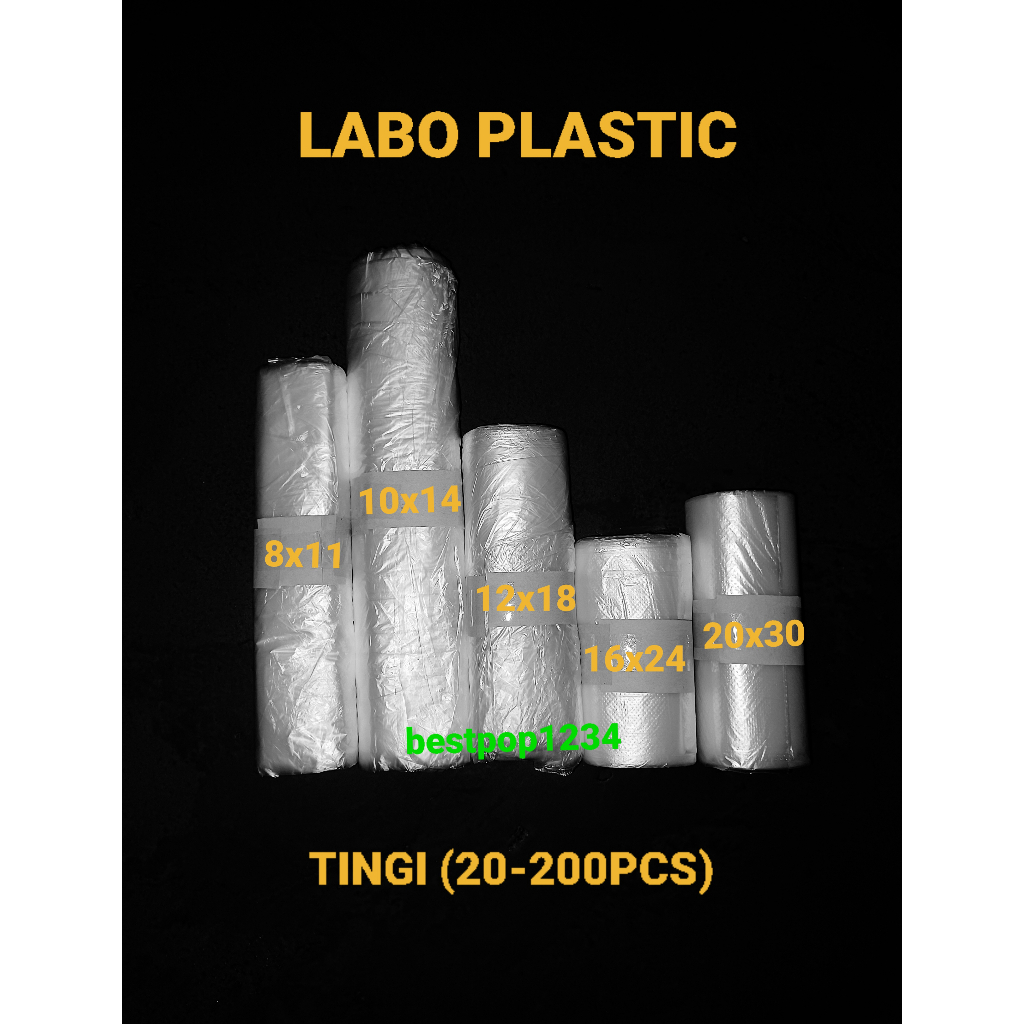 Roll Bag Plastic Labo Supot 8x11 10x14 12x18 16x24 20x30 20-200pcs ...
