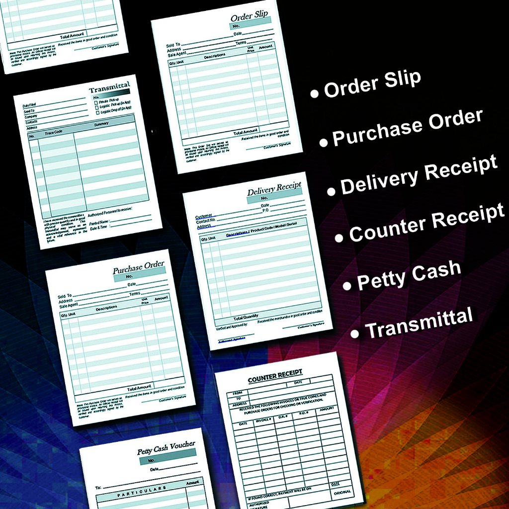 Order Slip / Purchase Order / Delivery Receipt / Counter / Cash Voucher ...