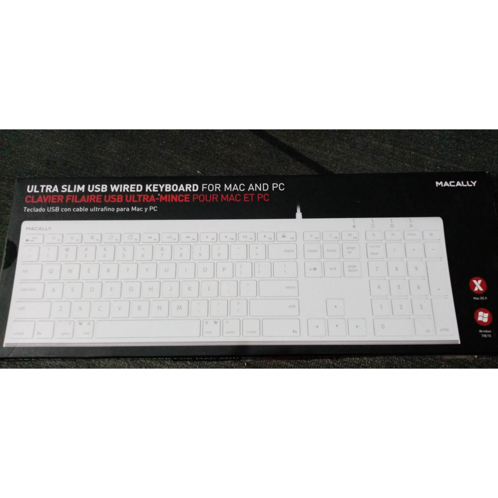 Macally Ultra Slim USB Wired Computer Keyboard for Mac and PC with ...