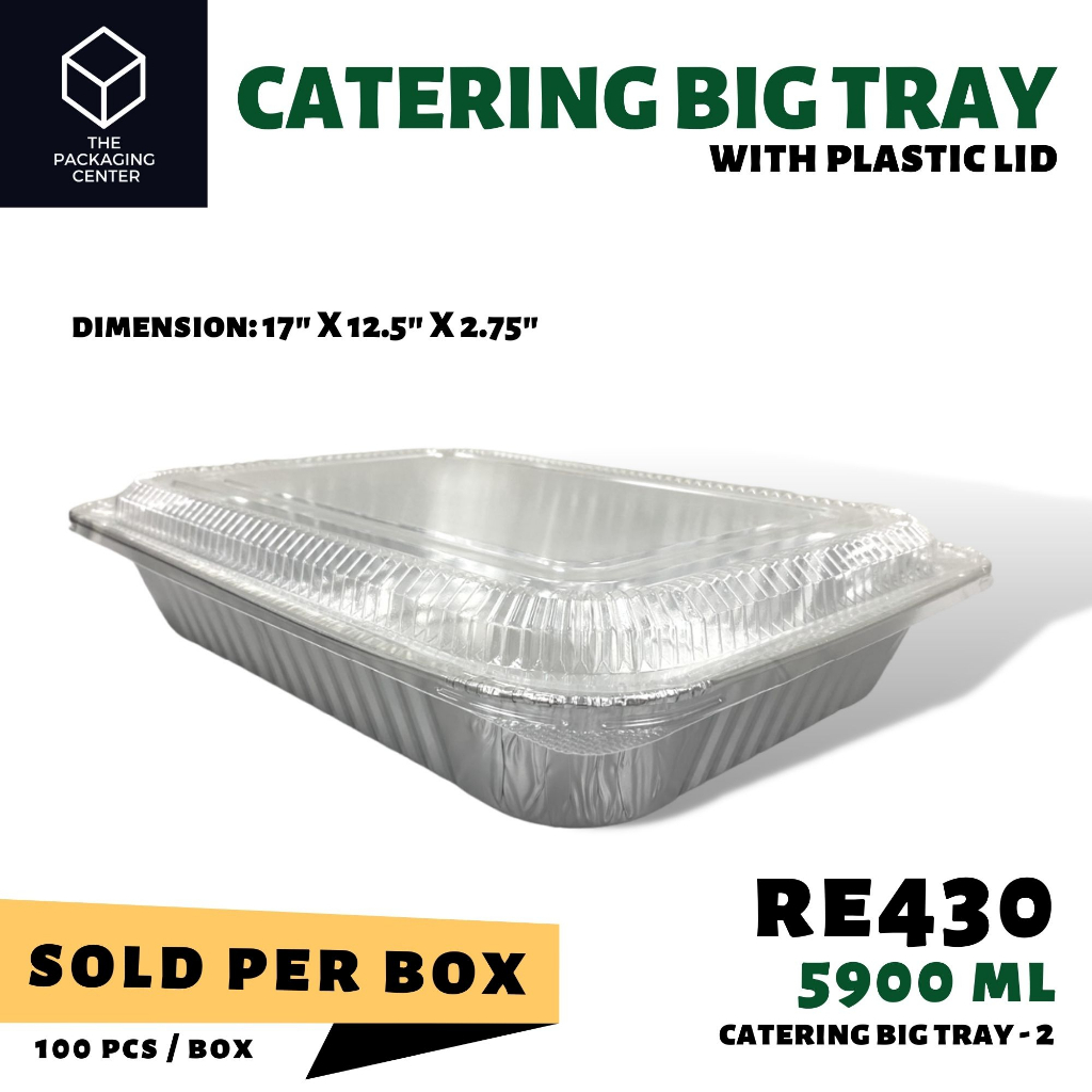 ( Big Tray -2 RE430 5900ML ) Aluminum Tray Catering [100 PCS] (17x12 ...