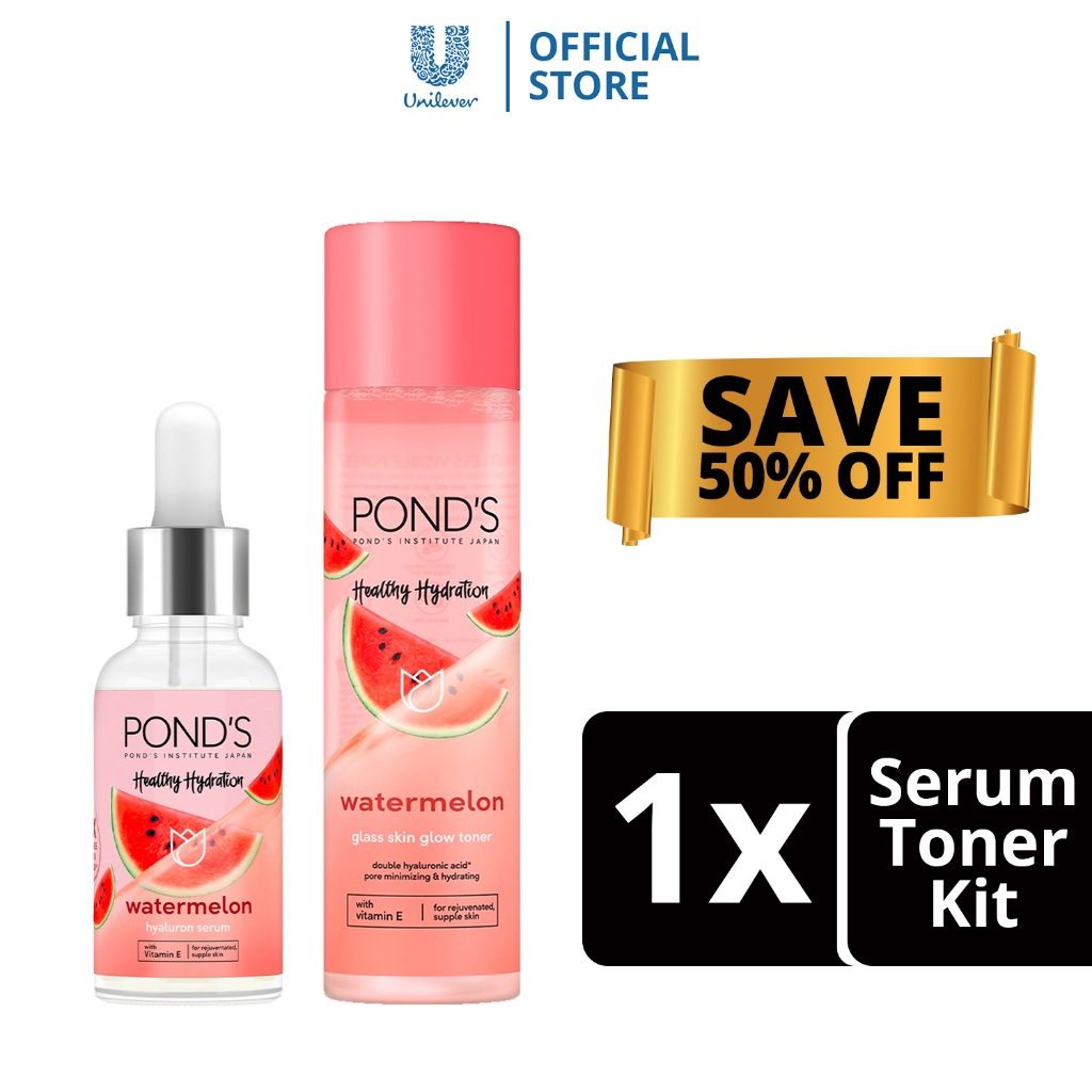 POND'S Healthy Hydration Watermelon Serum 30g + Glass Skin Toner 110ml ...