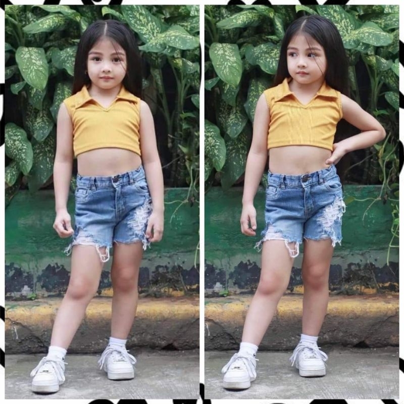 KID TOP: COLLAR CROPTOP (6MOS TO 7YO) | Shopee Philippines