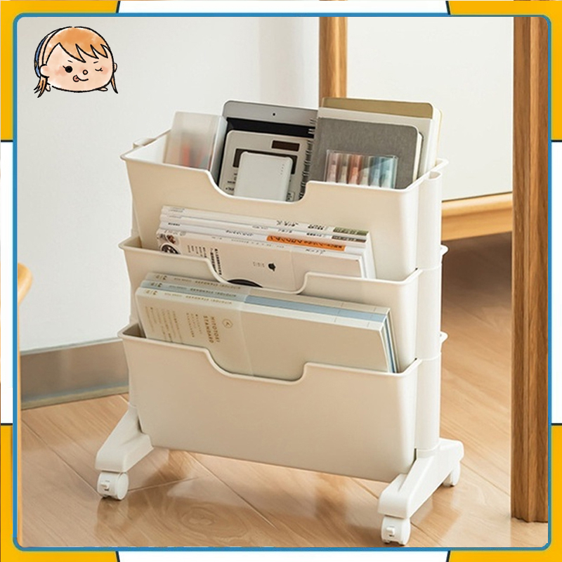 Multi-layer Books Organizer Rack Movable Under the Table Bookshelf with ...