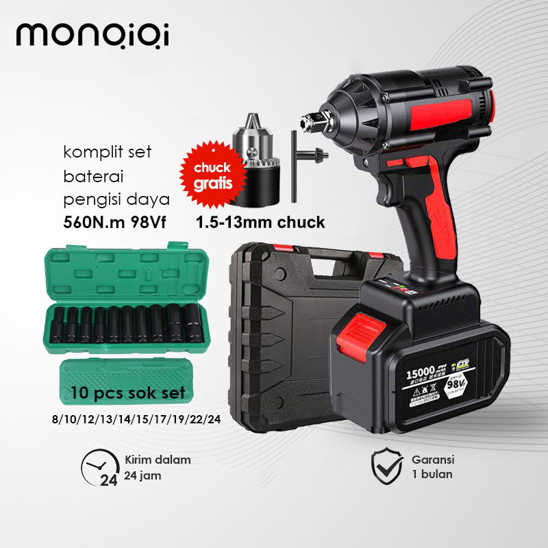 Monqiqi Impact Wrench Cordless Electric Impact Wrench Screwdriver Drill Cord 3in1 | Shopee ...