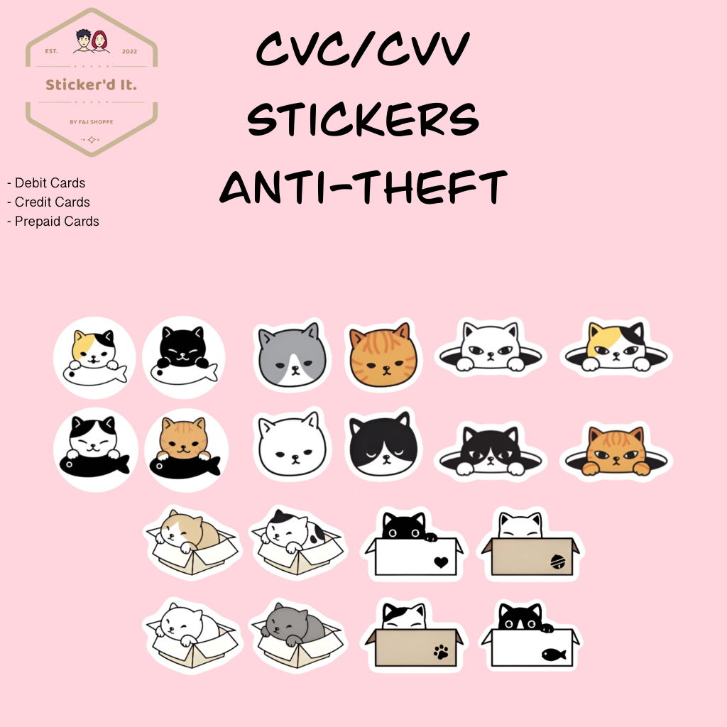 Cat Edition - Cute CVV/ CVC Stickers (Anti-Theft Stickers for ATM and ...