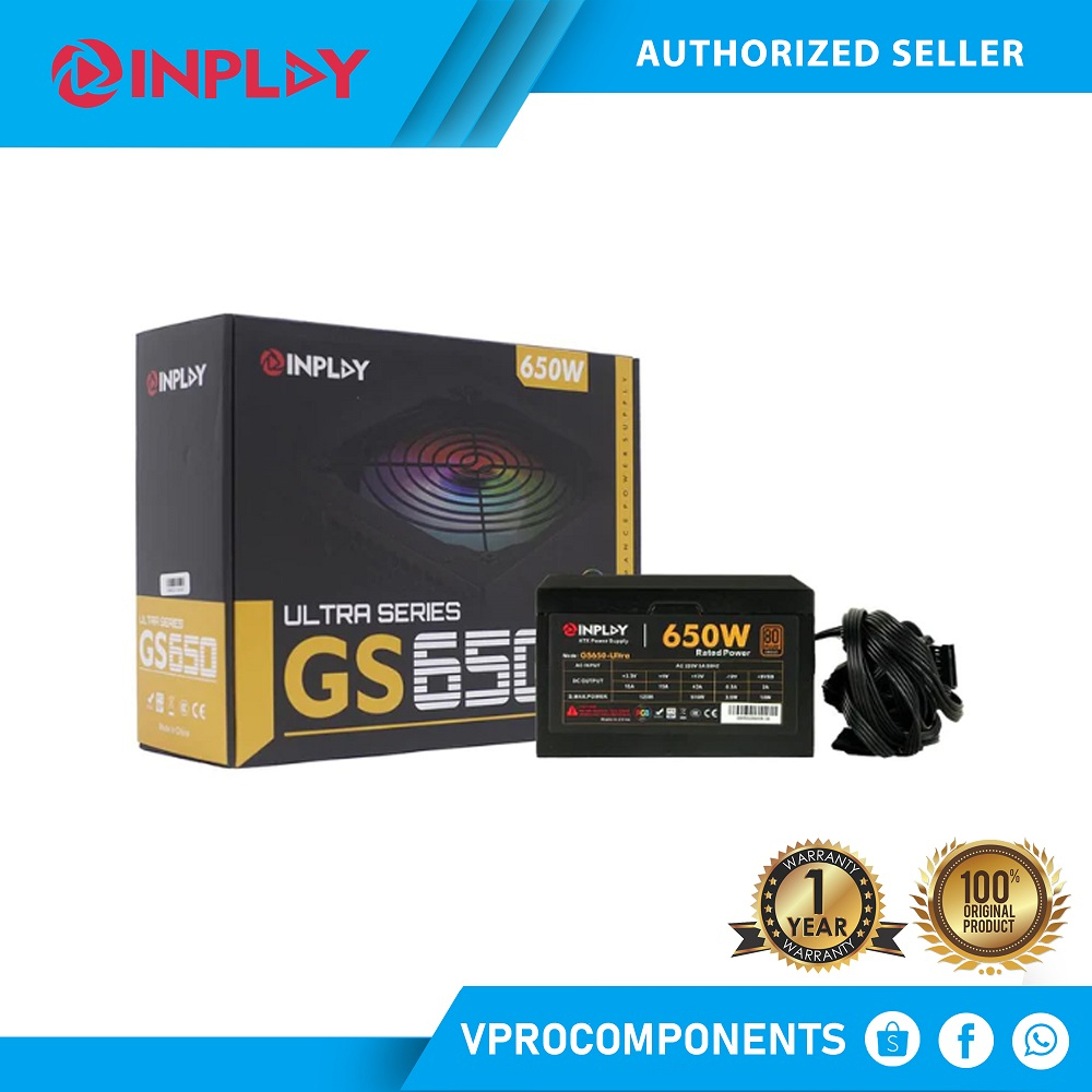 Inplay Ultra RGB 650w True Rated Power Supply PSU 80+ Bronze GS650 ...