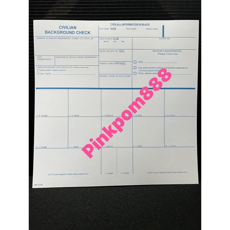 BCI fingerprint cards/ BCI Civilian background check | Shopee Philippines