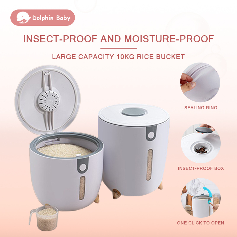 Dolphin Baby 10kg/5kg Rice Food Storage Airtight Container Kitchenware ...