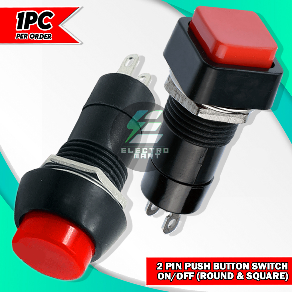 2 pin Push Button Switch ON-OFF Round/Square | Shopee Philippines
