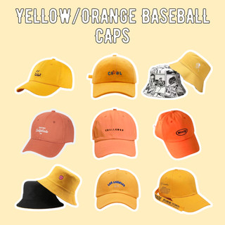 Yellow/Orange Color Theme Korean Cotton Unisex Baseball Cap & Hat ...