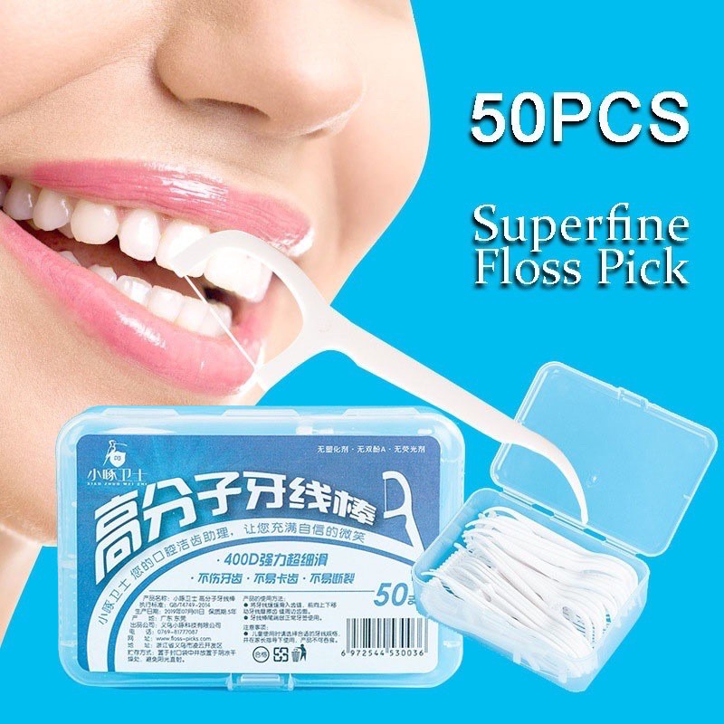 aesop# Floss 50 pcs/set Flosser Teeth /Thread Toothpick stick with arc ...