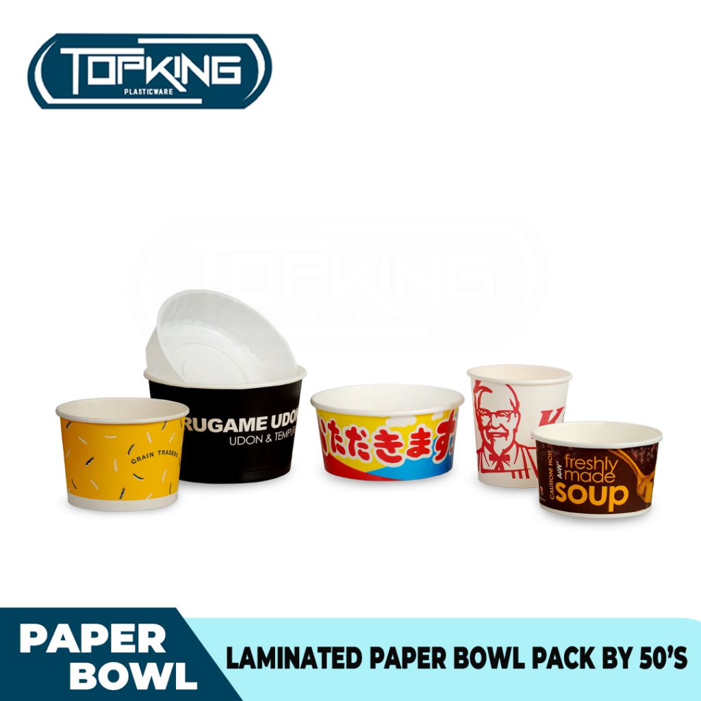 TOPKING DISPOSABLE PRINTED PAPER BOWL 50-100PCS/PACK | Shopee Philippines
