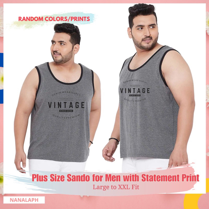 PLUS SIZE Sando for Men with Center Print [ VERA ] - Large to XXL Fit ...