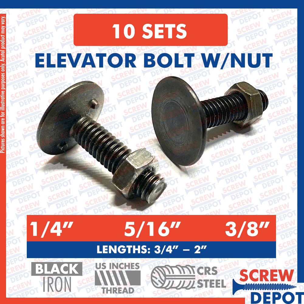 10SETS 1/4"~3/8" Black Iron Elevator Bolt / Bucket Bolt for Conveyor ...