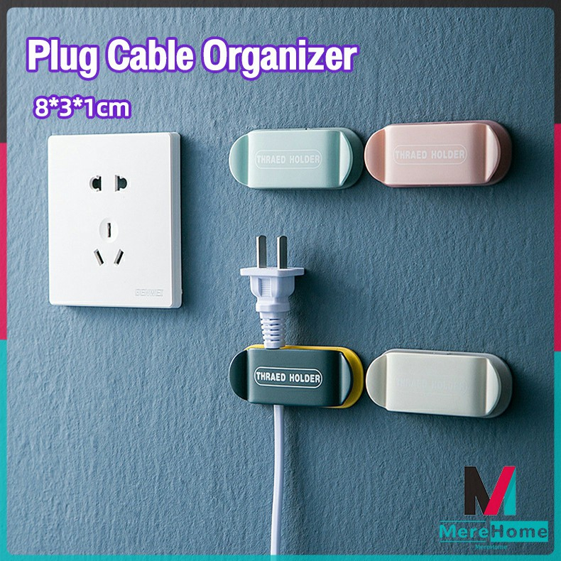 Plug Holder Wall-Mounted Power Cord Storage Adhesive Free Punch Bracket ...