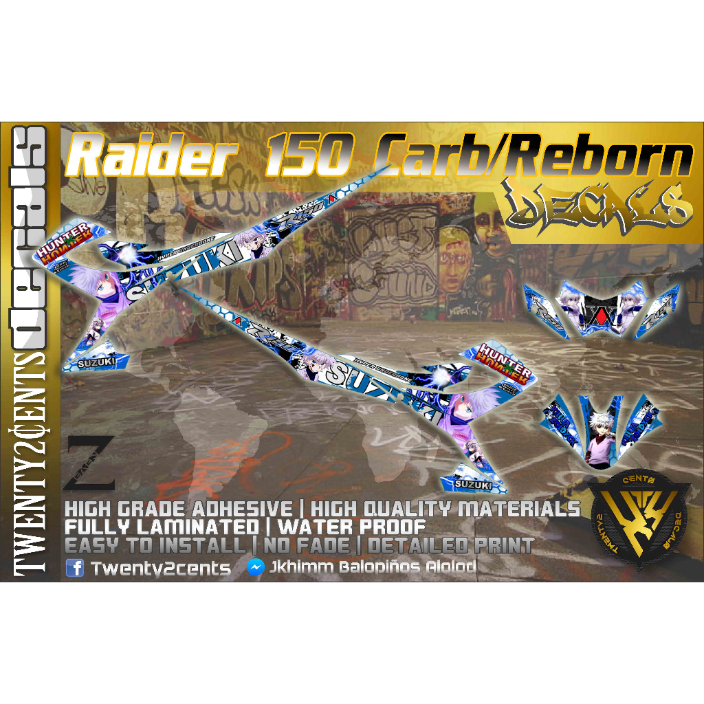Suzuki raider 150 carb / reborn Decals High-Quality Stickers (killua ...