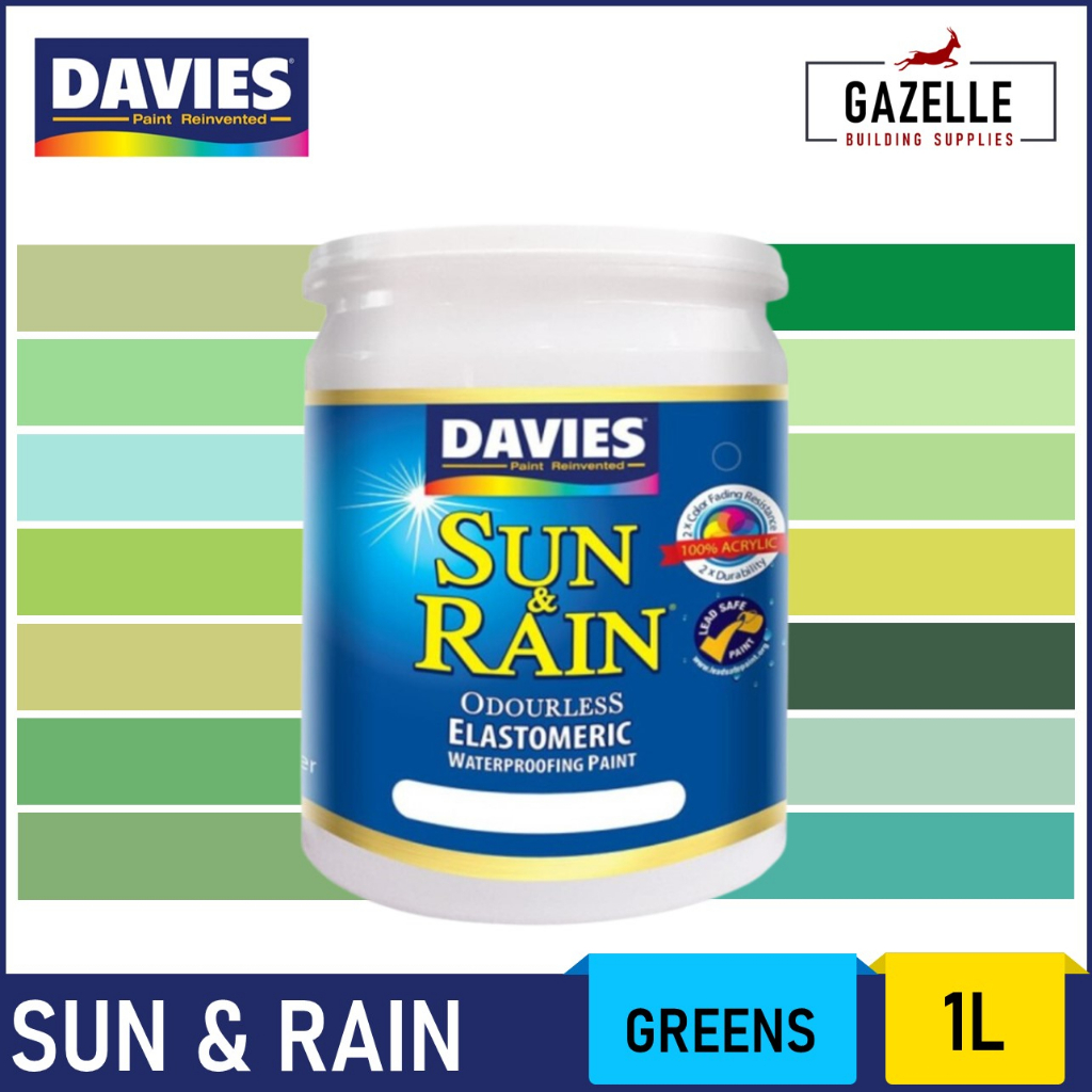 Davies Sun & Rain Acrylic Elastomeric Paint - Greens 1L | Shopee ...