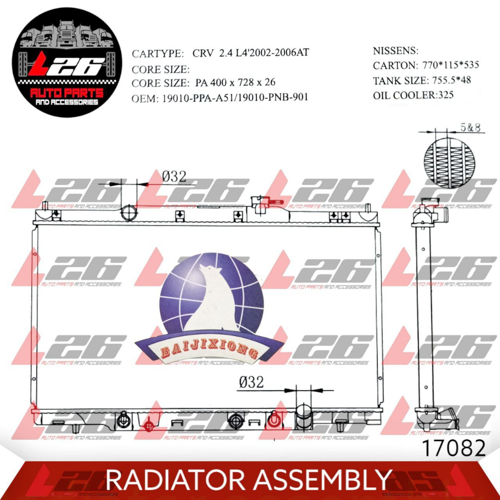17082 Honda CRV 2002/RD5/S94 Radiator Assembly A/T 1ROW 19010-PPA-A51 ...