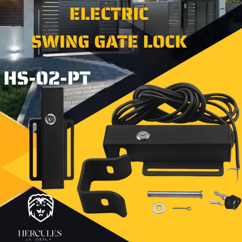 HS-02-PT Automatic Electric Lock for 2 Panel and 1 Panel Swing Gates ...