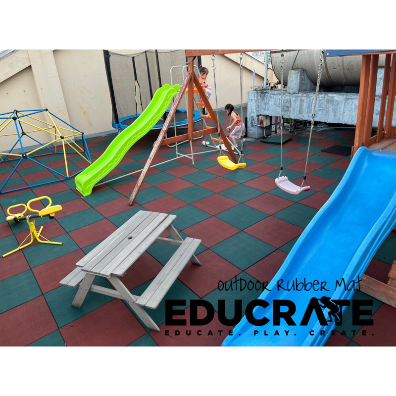 educratePh Heavy Duty Outdoor Rubber Tile Mat garden playground park 50 ...