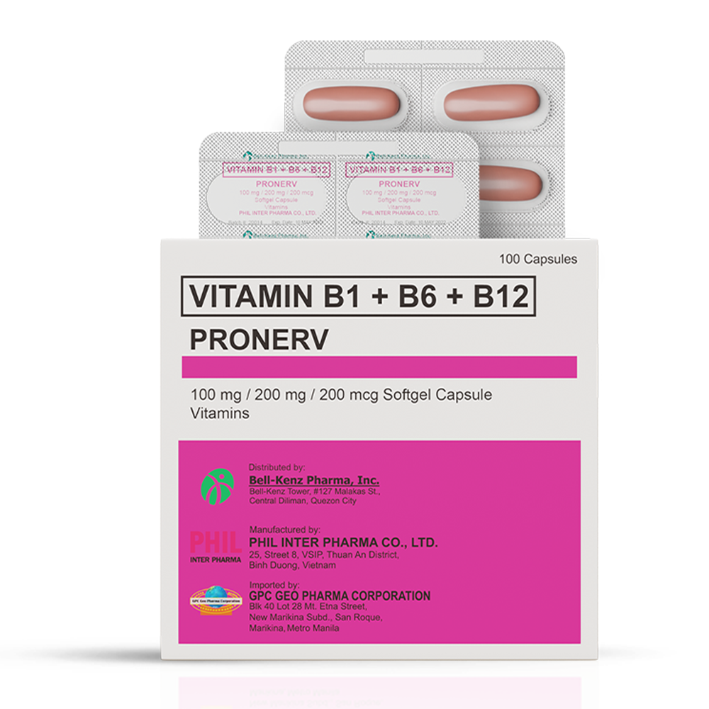 Pronerv Soft Gel Capsules Vitamin B 100/200MG/200MCG 100 capsules ...