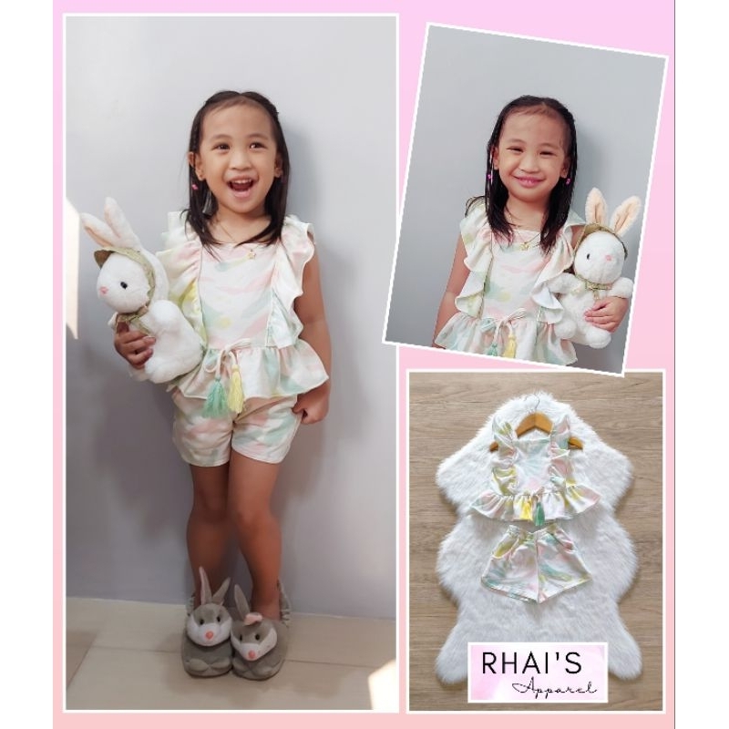 RHAI'S APPAREL Girls Casual Terno Set Cute Blouse with Short / Skort (Size 4T for 3-4 yo kid ...