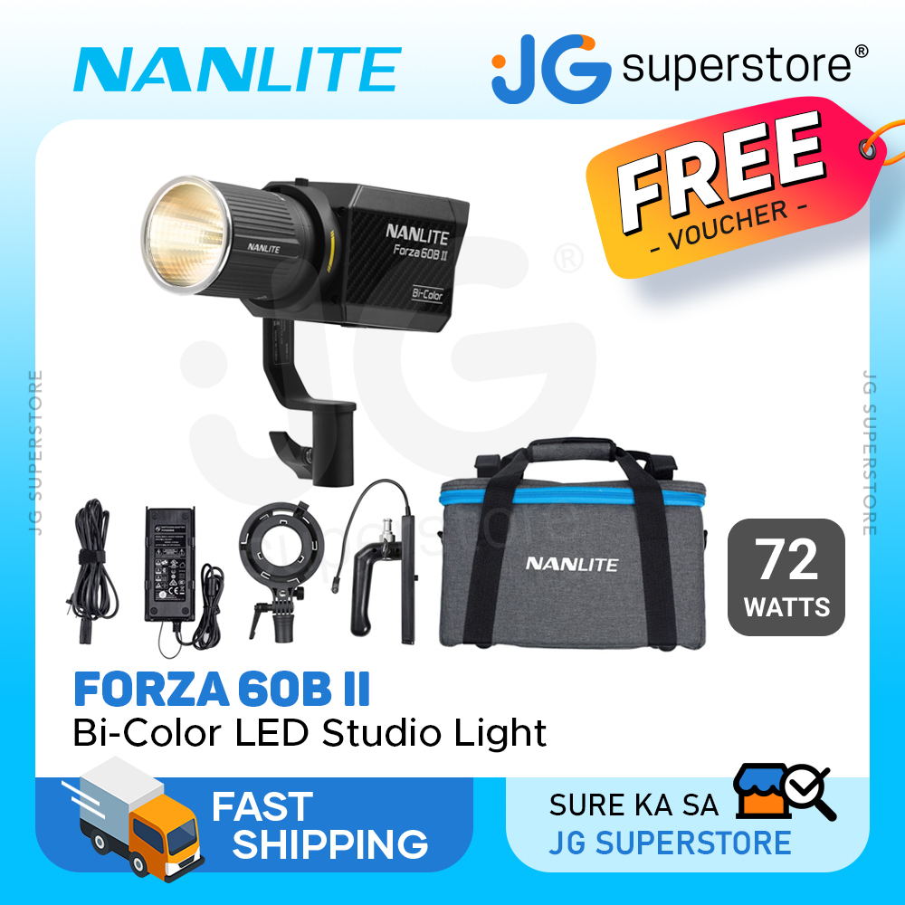 NANLITE Forza 60B II 72W Bi-Color 2700K–6500K LED Studio Light with 12 ...