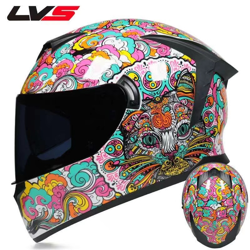 LVS S-2XL Dual Visor Helmet Full Face Motorcycle For color cat Venom ...