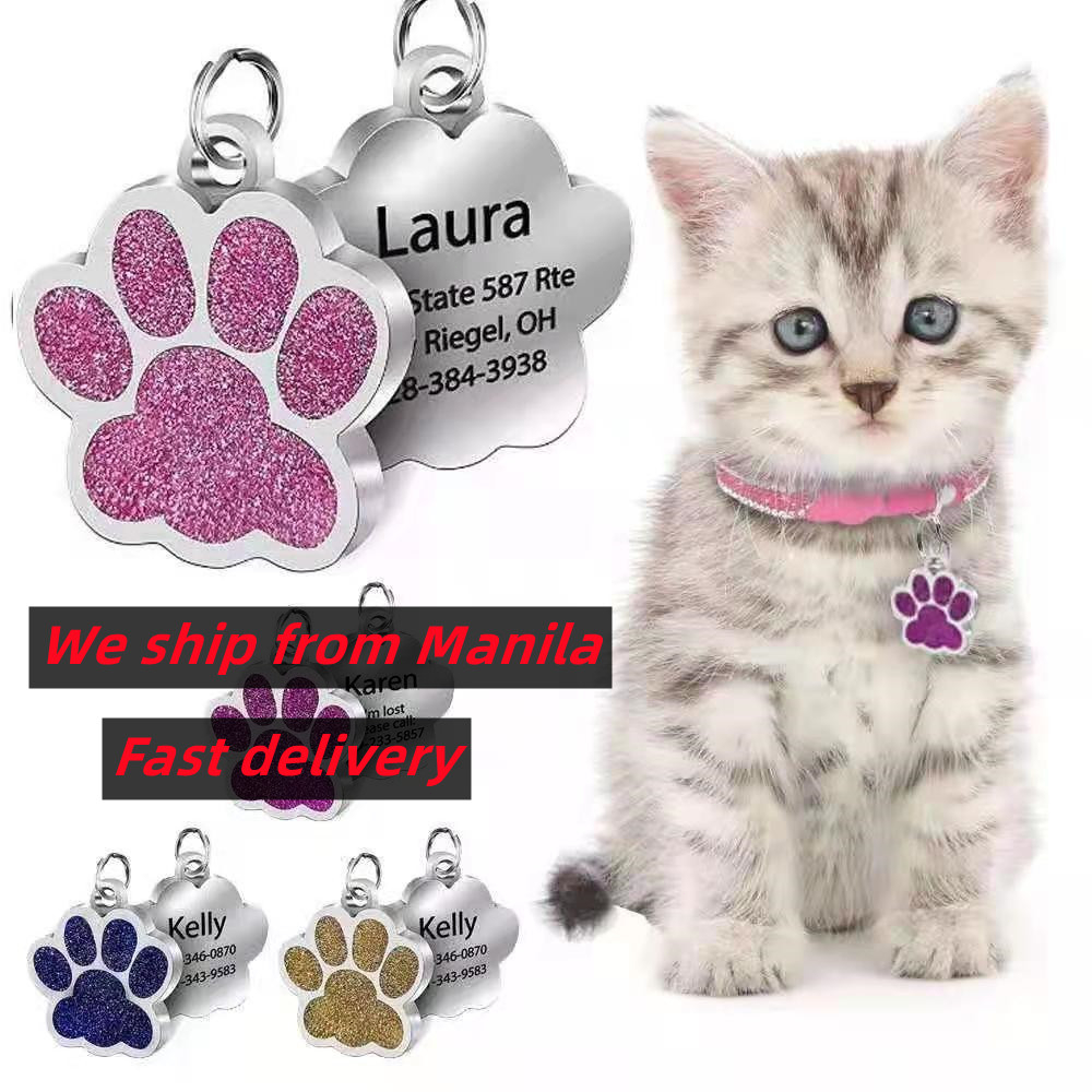 Laser Printed Customized Paw Pet Tags Engraved Cat Dog Puppy Pet ID ...