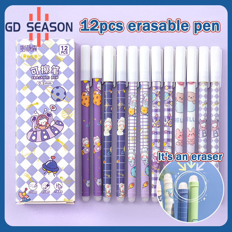 12Pcs/set Erasable Gel Pen Full Needle Tube 0.5m Exquisite Cartoon ...
