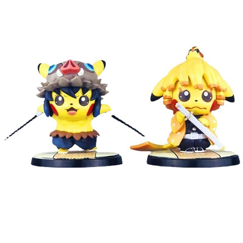 Hey Anime-Demon Slayer Pikachu cosplay Agatsuma,Inosuke figures with ...