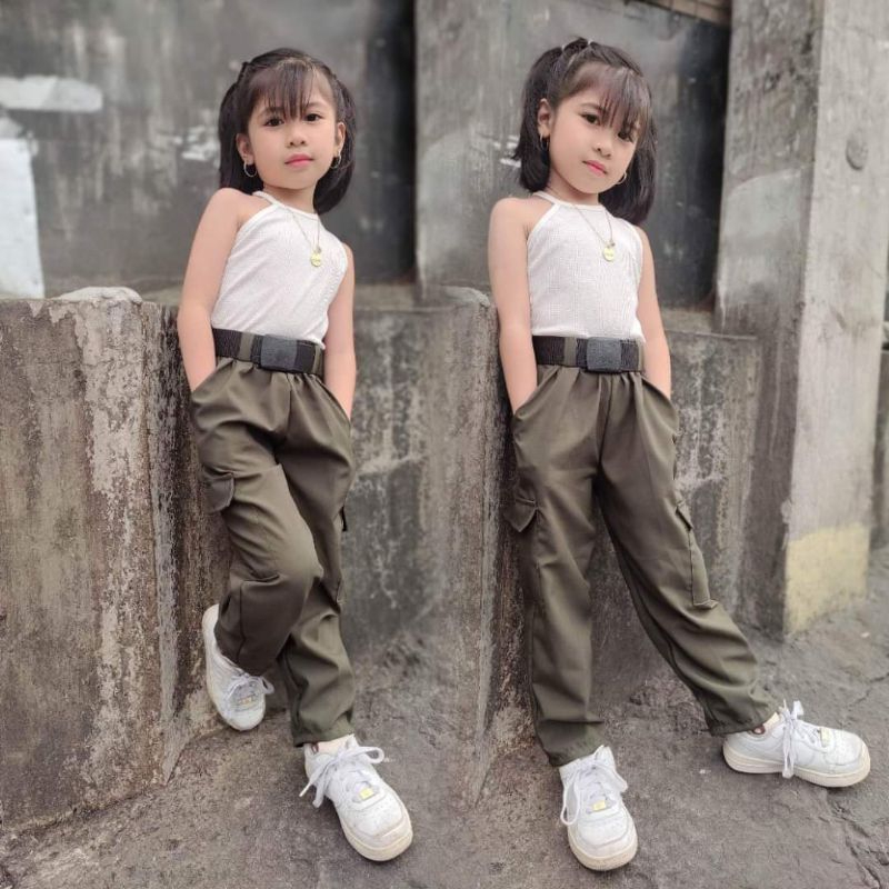 Kyian.ph 3-10yo Cargo Pants Tank Top Terno (belt not inclued) OOTD for ...