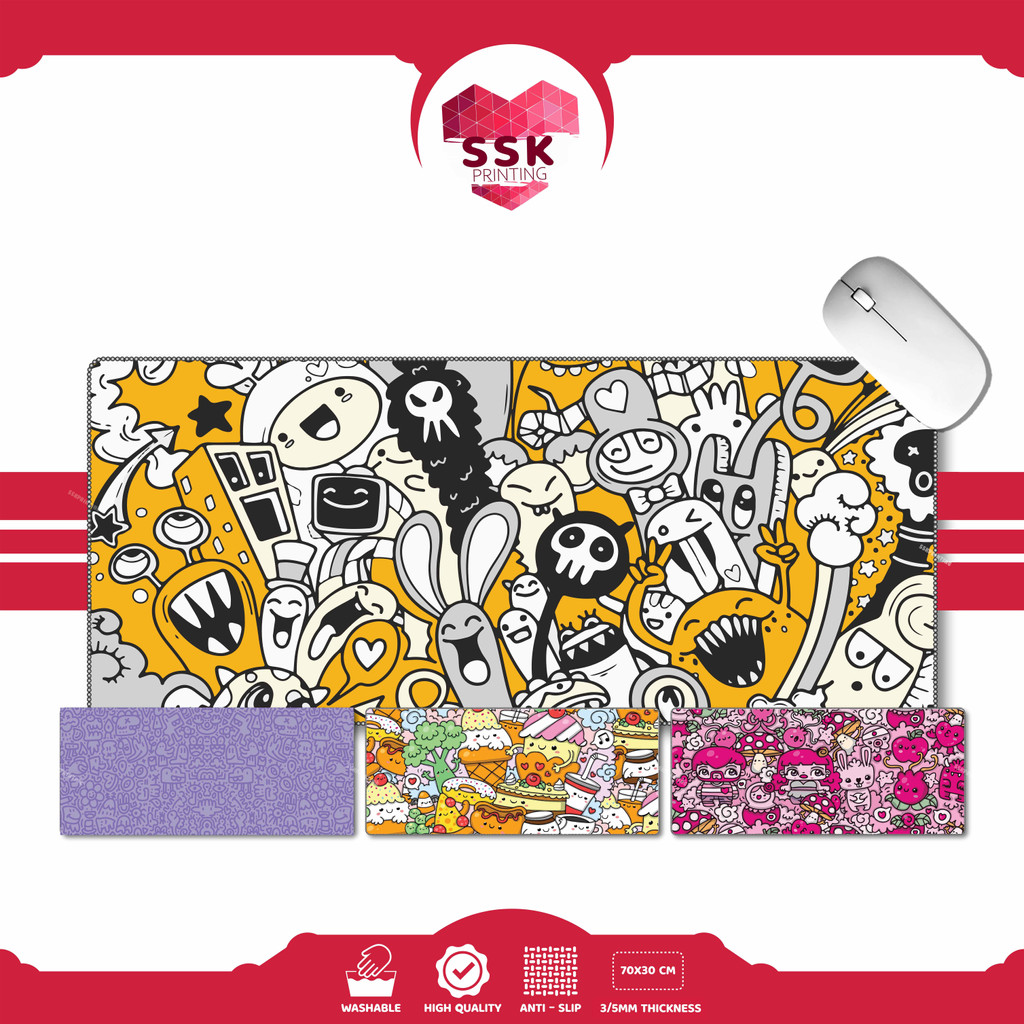 Colored Doodle Art Extended Mousepad | Long Mousepad | Gaming | Deskmat ...