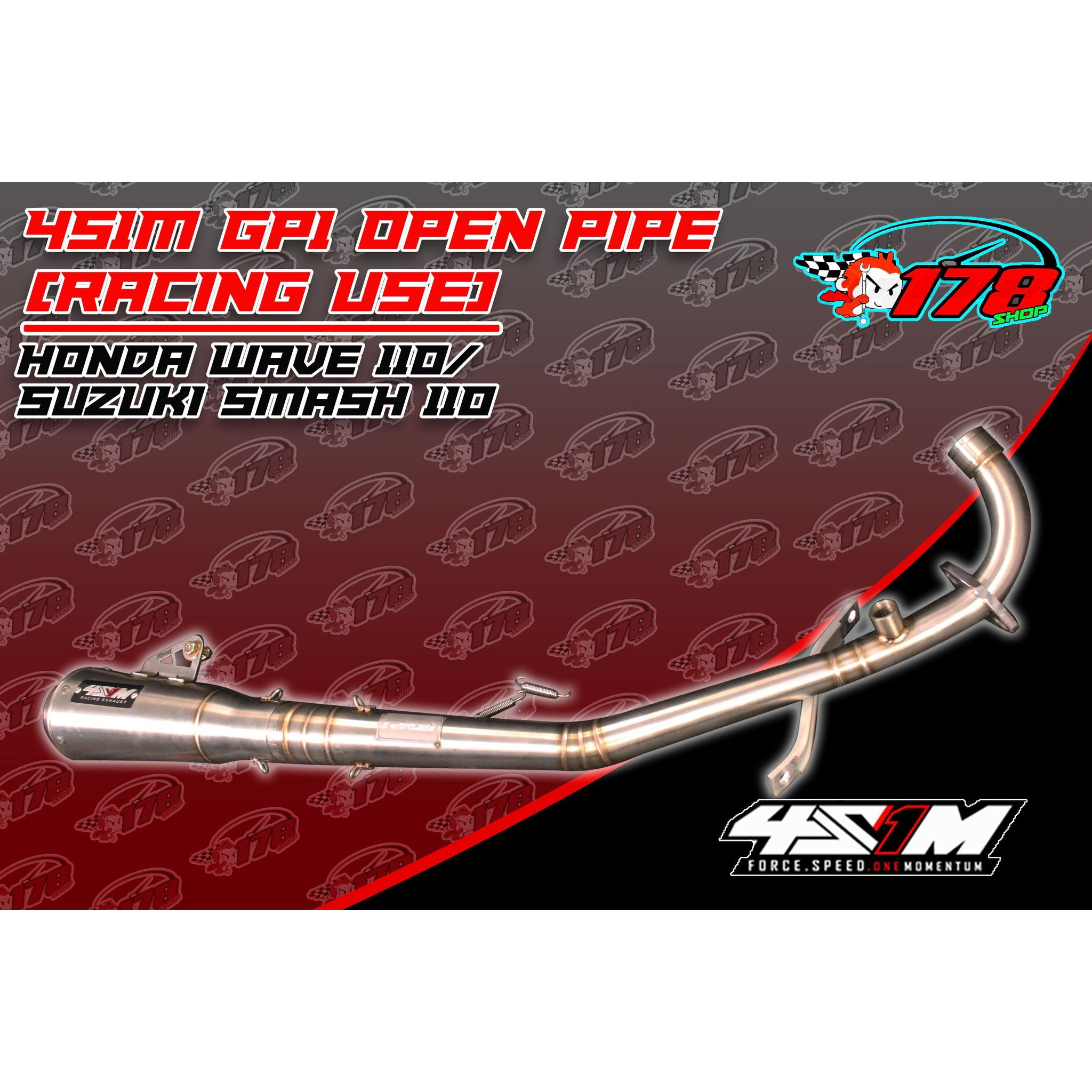 4S1M GP1 open pipe Honda wave110/ Suzuki smash 110 (racing use ...