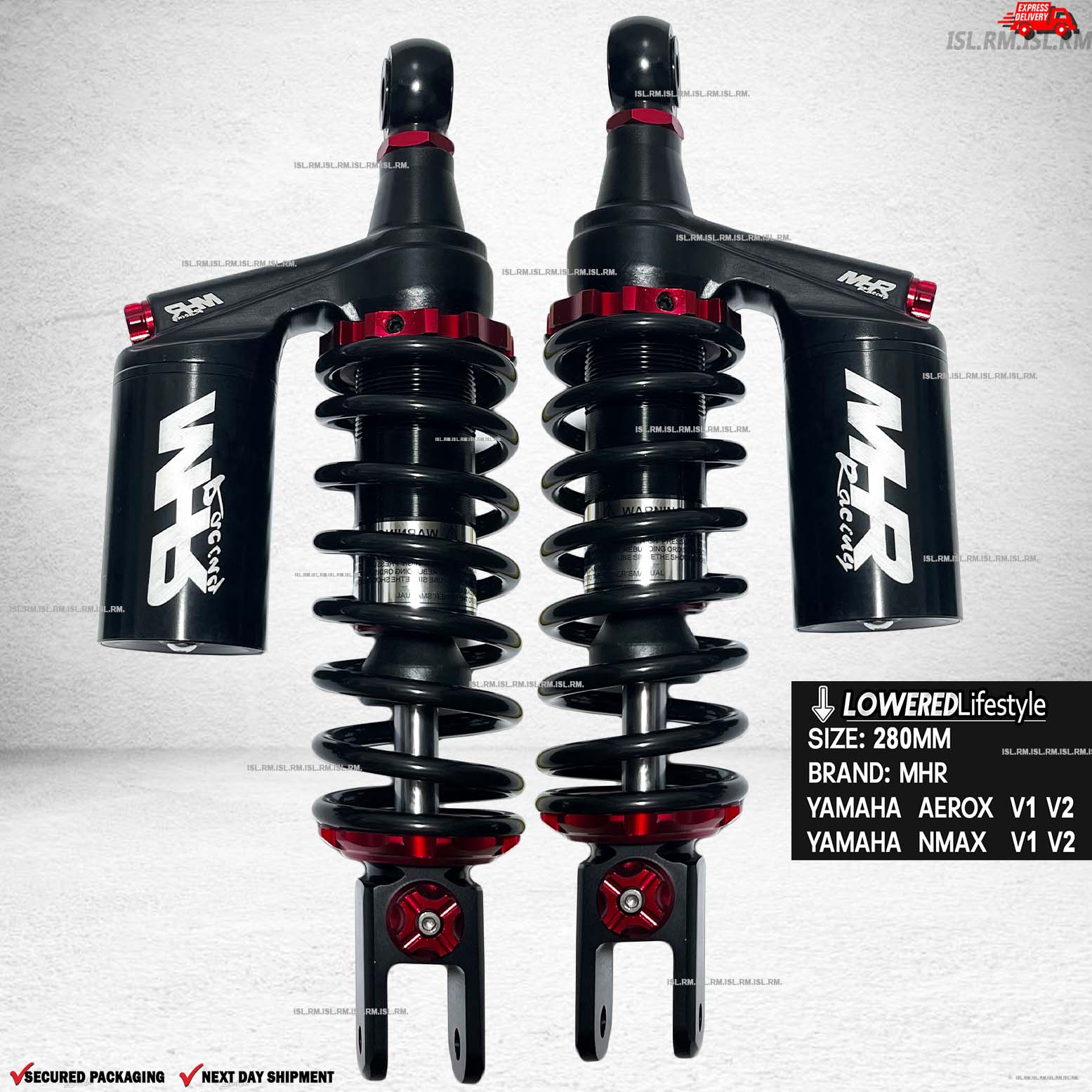 Yamaha NMAX AEROX V1 V2 Rear Shock Absorber 2PCS 280mm Lowered Style ...