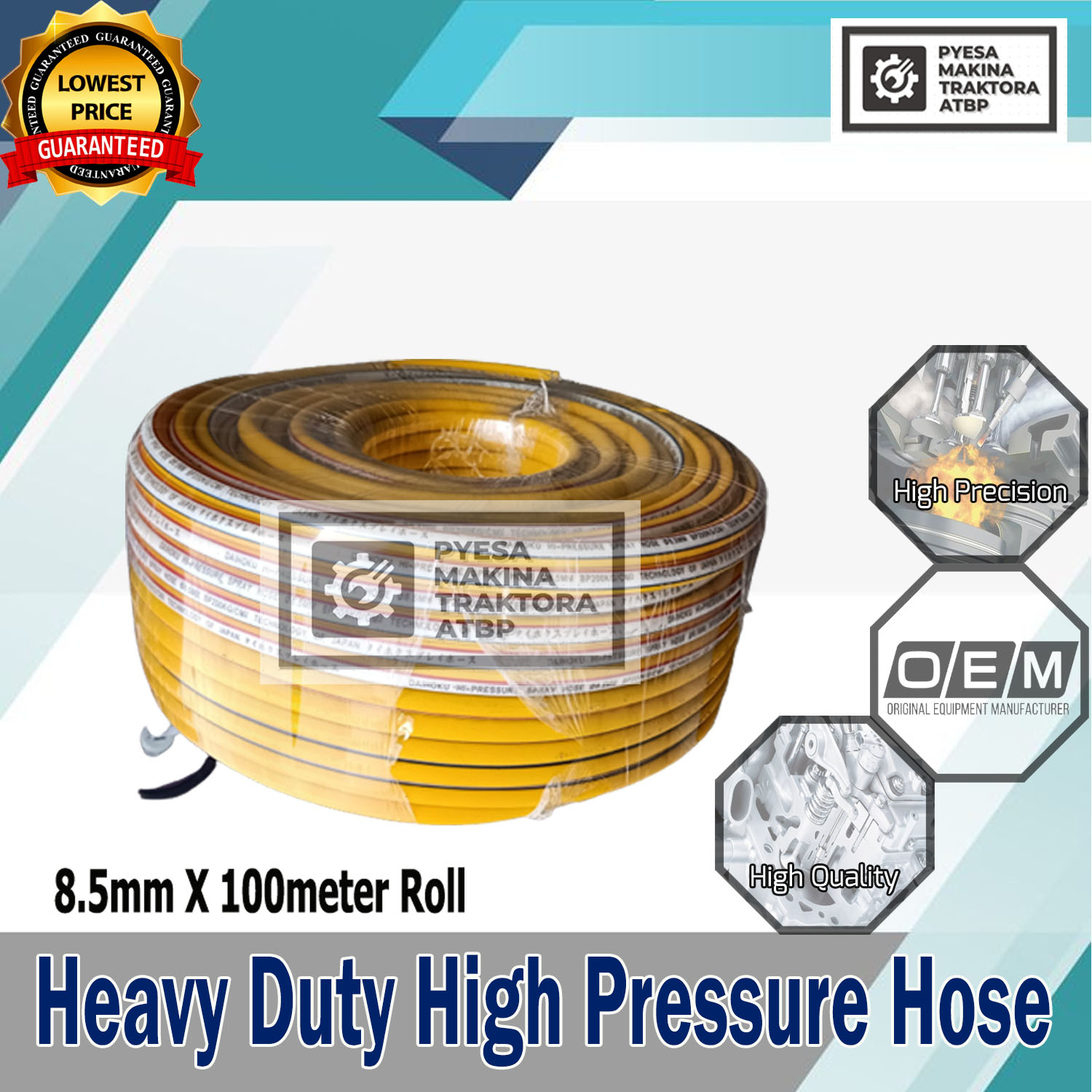 High Pressure Power Spray Hose BP: 200kg/cm2 8.5mm x 100 meter roll ...