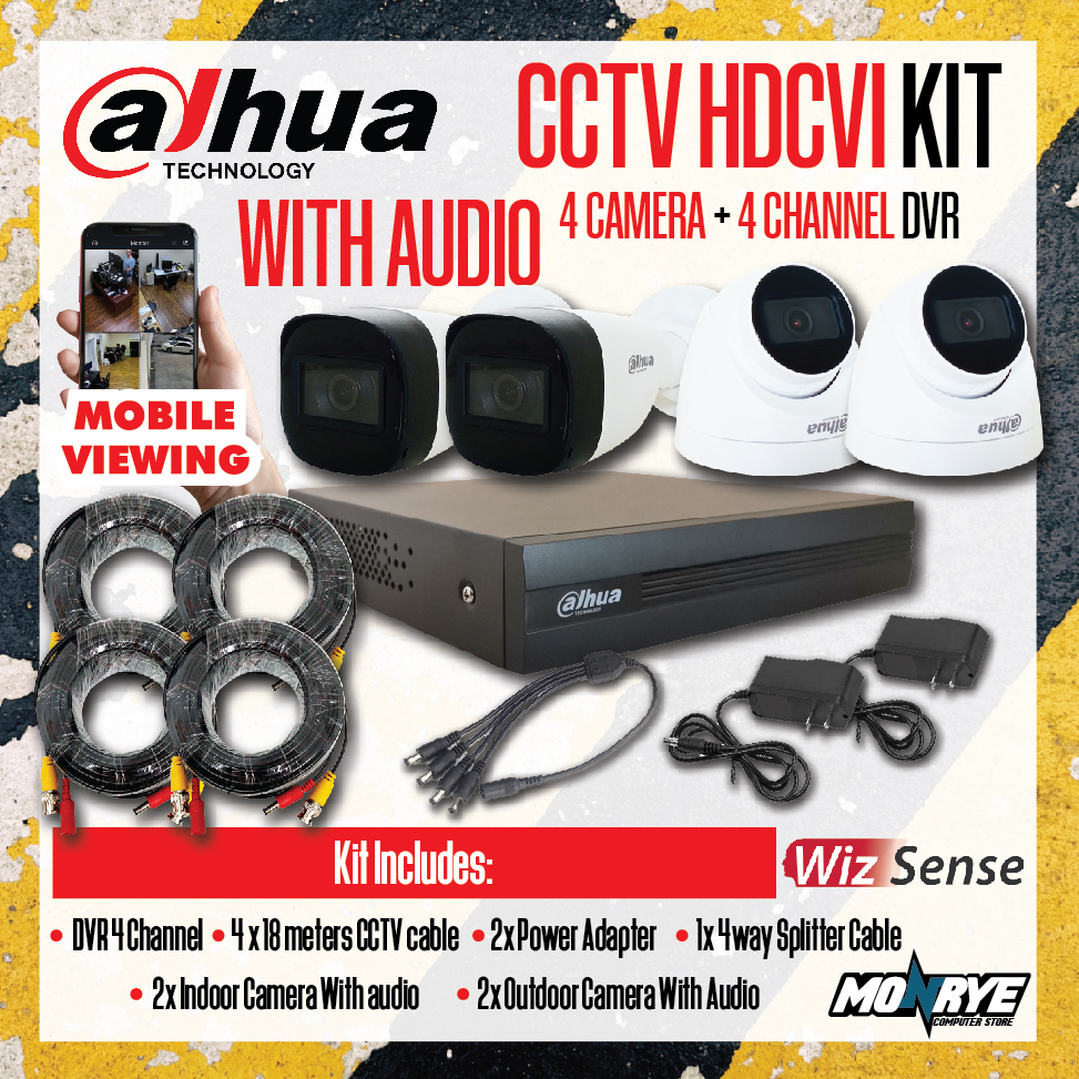 DAHUA CCTV WITH AUDIO HDCVI KIT BRAND NEW / 4 CHANNEL DVR / 2x Indoor ...