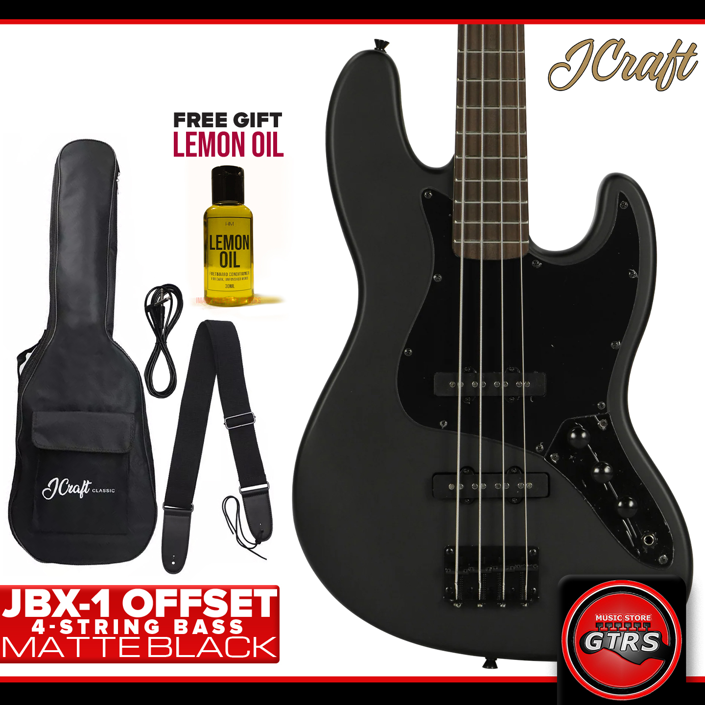 JCraft X Series JBX-1 Offset 4-String Bass Guitar with Free Guitar Accessories | Shopee Philippines
