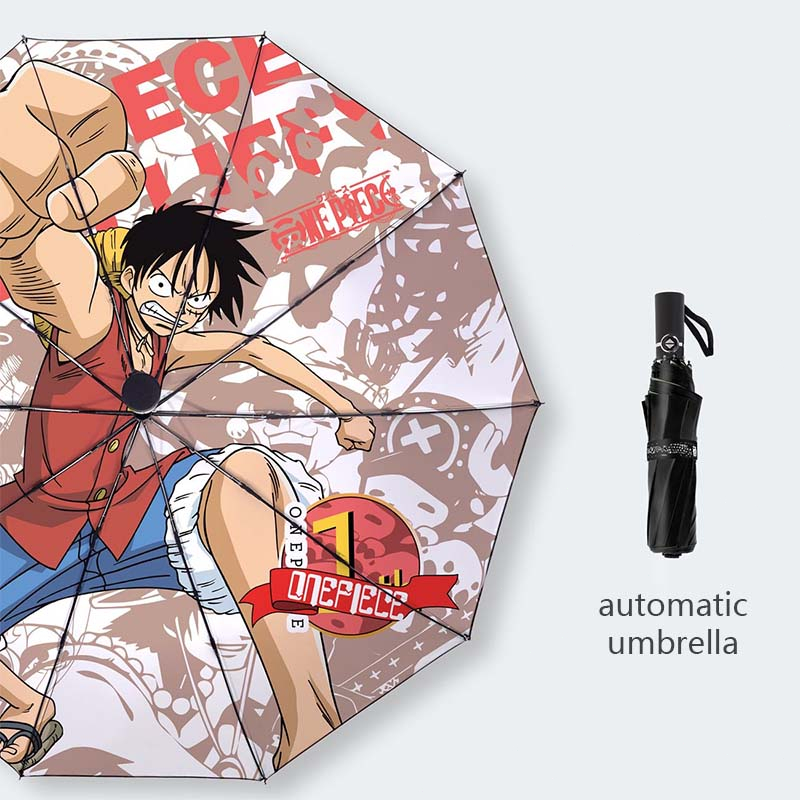One Piece Anime Cartoon Sun Umbrella Automatic Folding UV Umbrellas ...