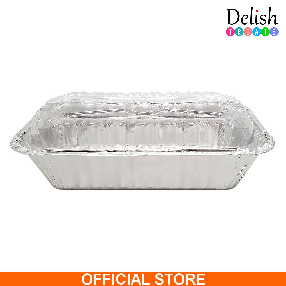 Delish Treats Aluminum Foil Pan / Loaf Tray with Lid (Pack of 10pcs ...